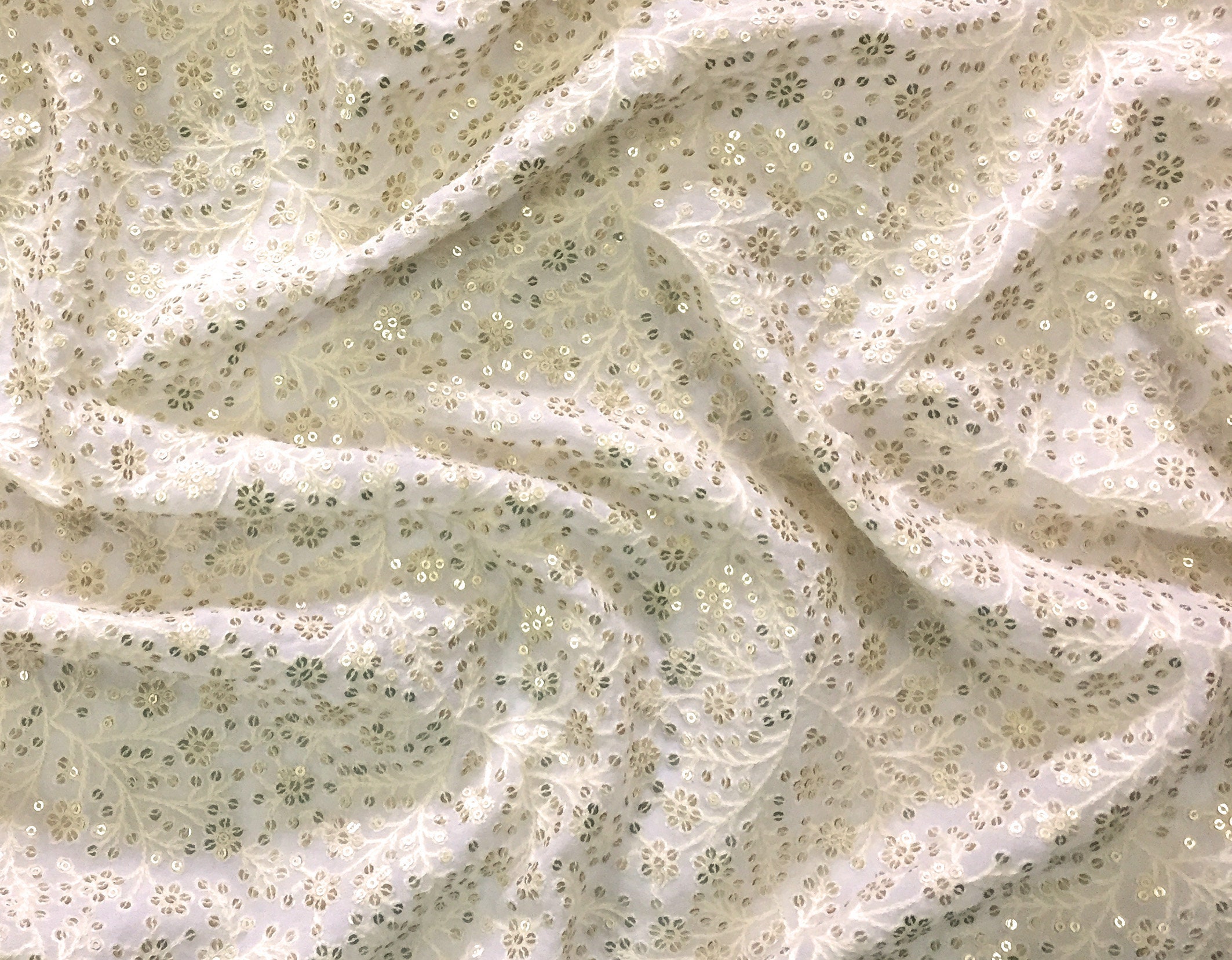 Off White Sequin Fabric