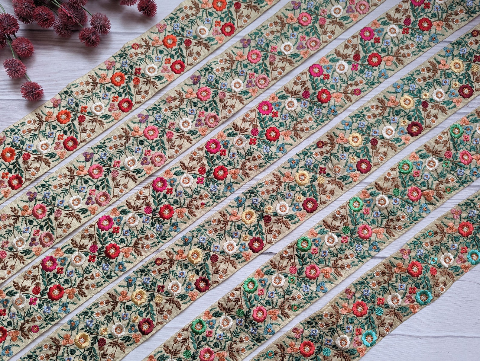 Boho Trim, Saree Border, Embroidered Trim, Beige Lace, Indian Trim by ...