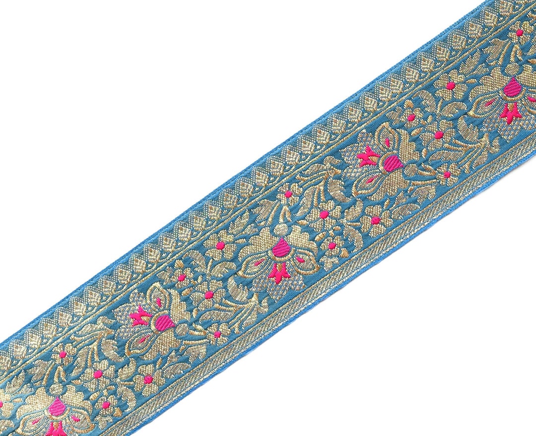 Indian Sari Trim Jaquard Border Boho Saree Trim Turquoise - Etsy