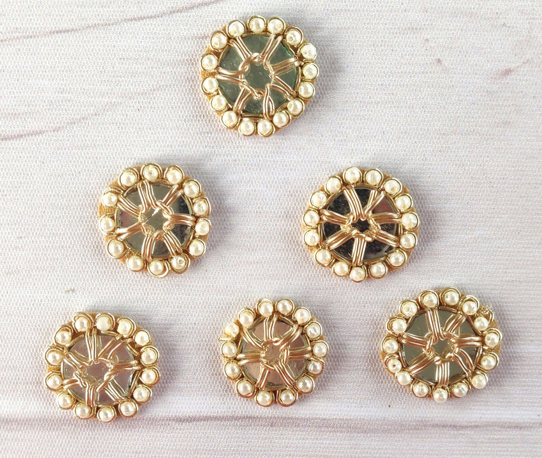 Mirror Work, Sew on Patch, Indian Appliques, Craft Patches, Gold ...