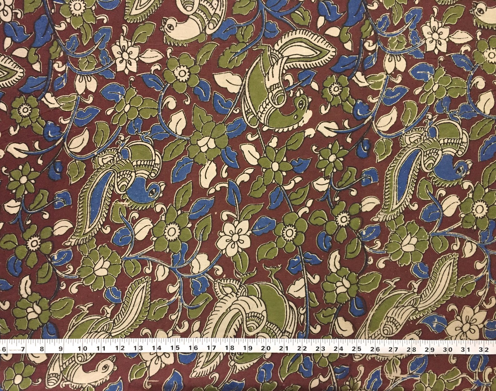 Peacock Print Fabric Cotton Fabric Hand Printed Fabric - Etsy