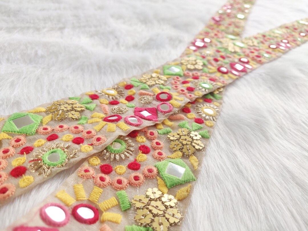 Embroidered Trim, Boho Trim, Indian Trim by the Yard, Saree Border ...