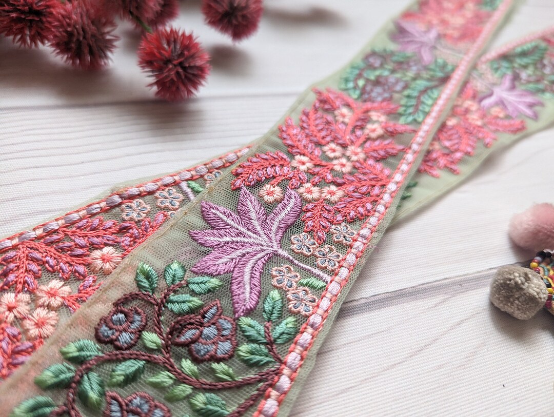 Saree Border, Green Net Lace, Boho Trim, India Laces, Indian Trim by ...