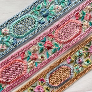 India Laces, Saree Border, Embroidered Trim, Blue Lace, Indian Trim by ...