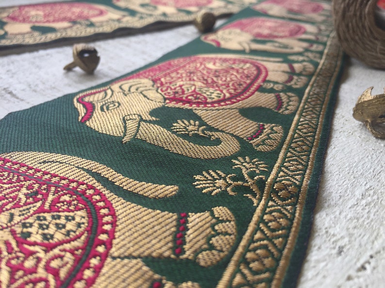 Green Lace, Saree Border, Indian Trims, Elephant, Boho Ribbon, Gold ...