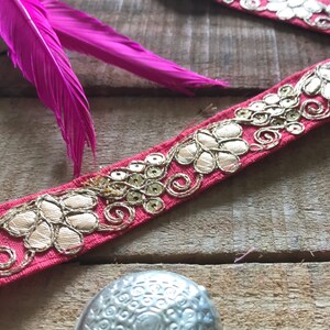 Indian Lace, Dull Pink Lace Border, Buta Embroidery, Gold Sequins ...