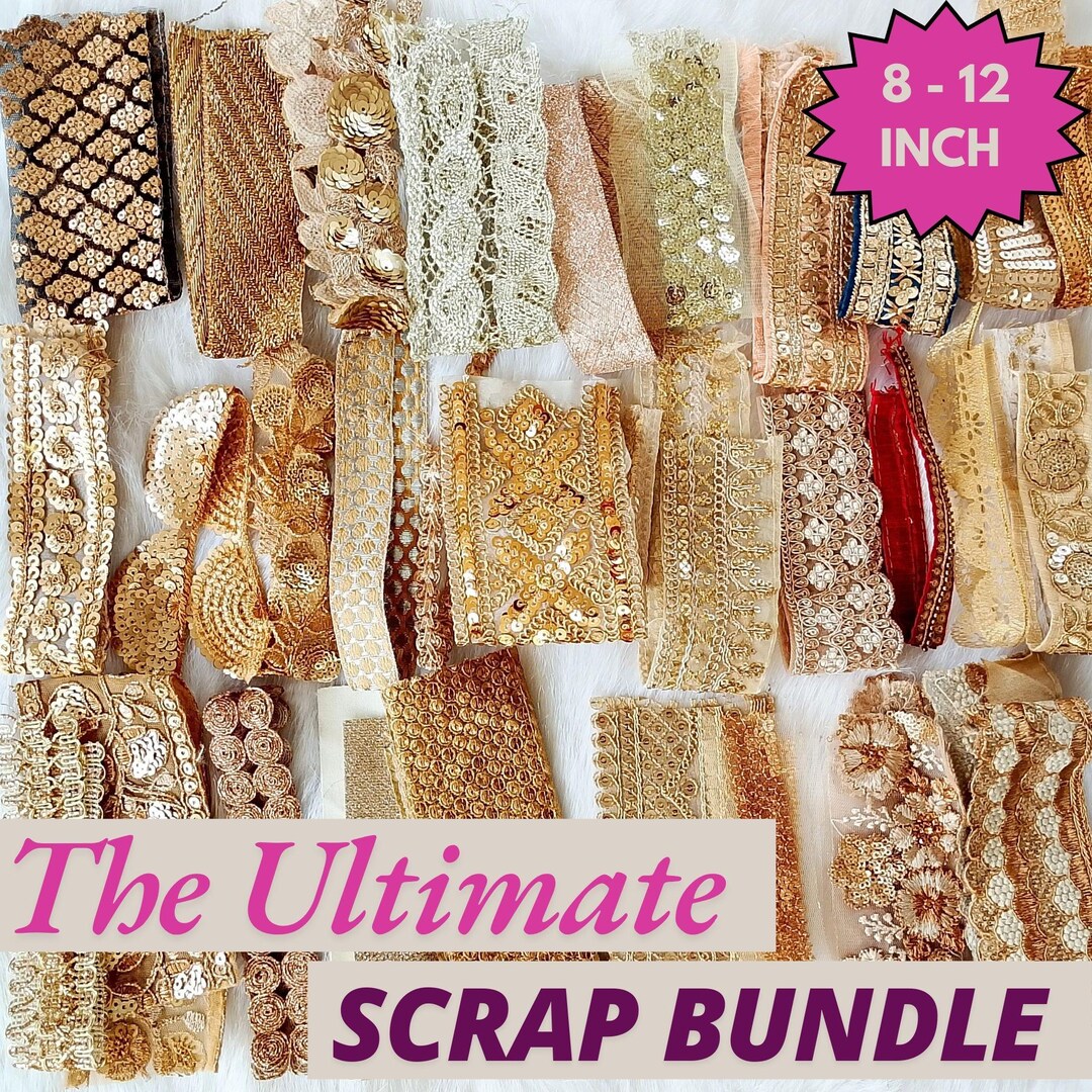 Lace Bundle, Trim Remnant Pack, Embroidered, Jacquard, Indian Trim ...
