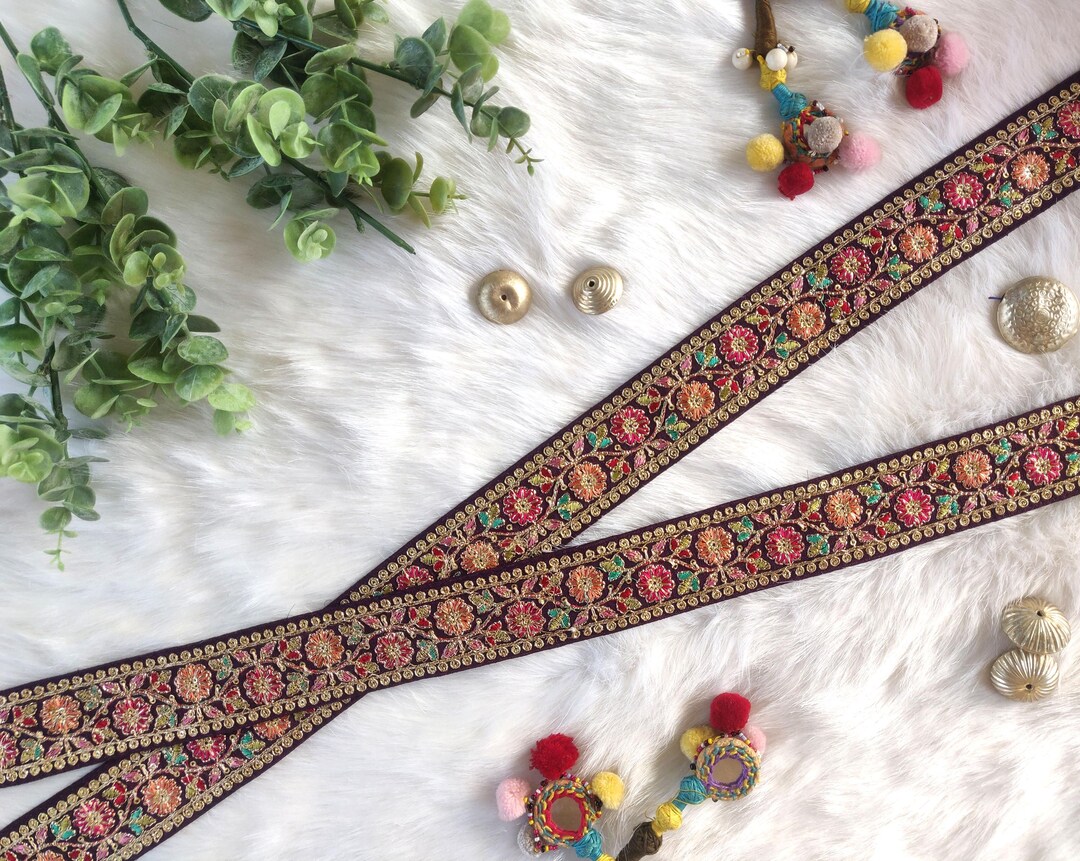 Indian Trim by the Yard, Purple Lace, India Laces, Saree Border ...
