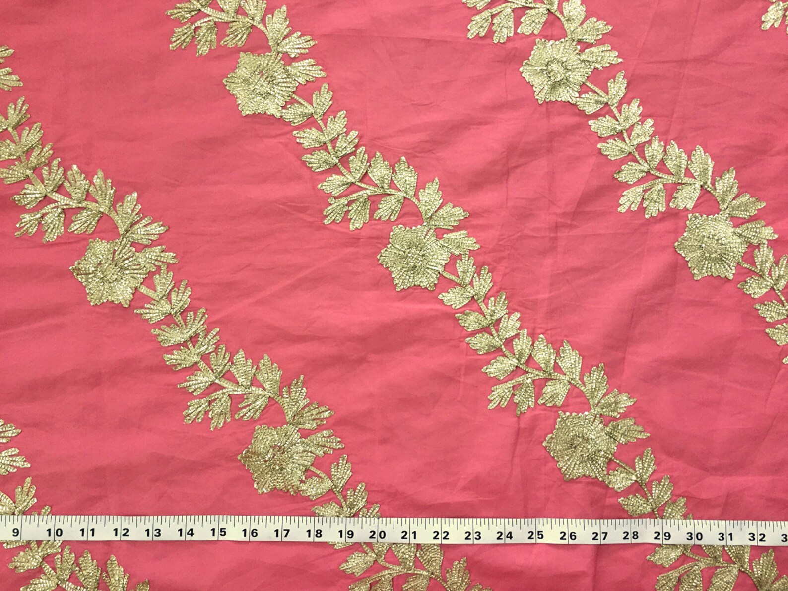 Pink embroidered fabric dupatta fabric indian fabric floral | Etsy