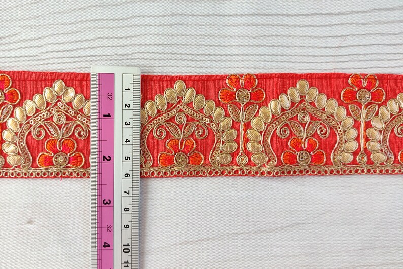 Red Trim, Indian Border, Threadwork, Saree Border, Trim by the Yard ...