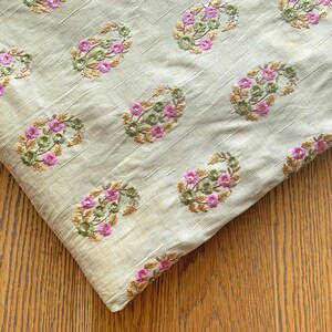 Indian Fabric, Light Beige Fabric, Paisley Motifs, Embroider, Dress ...