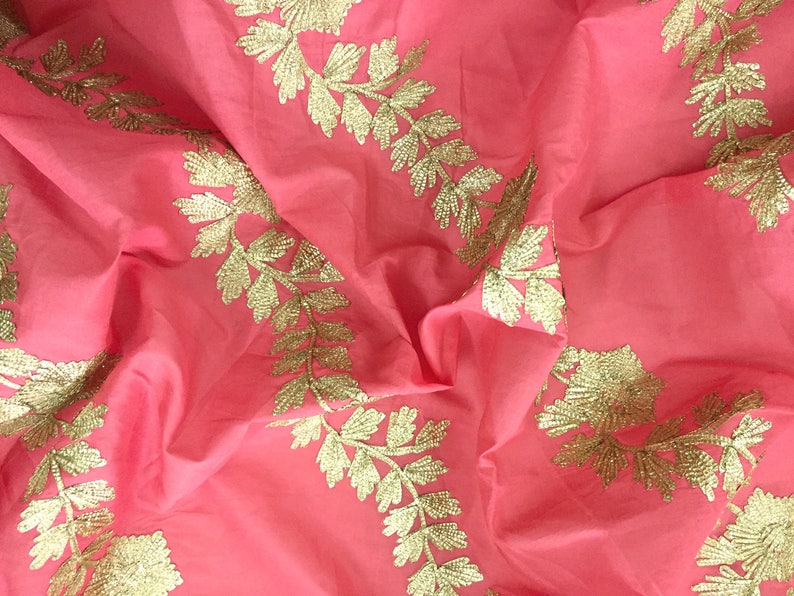 Pink embroidered fabric dupatta fabric indian fabric floral | Etsy