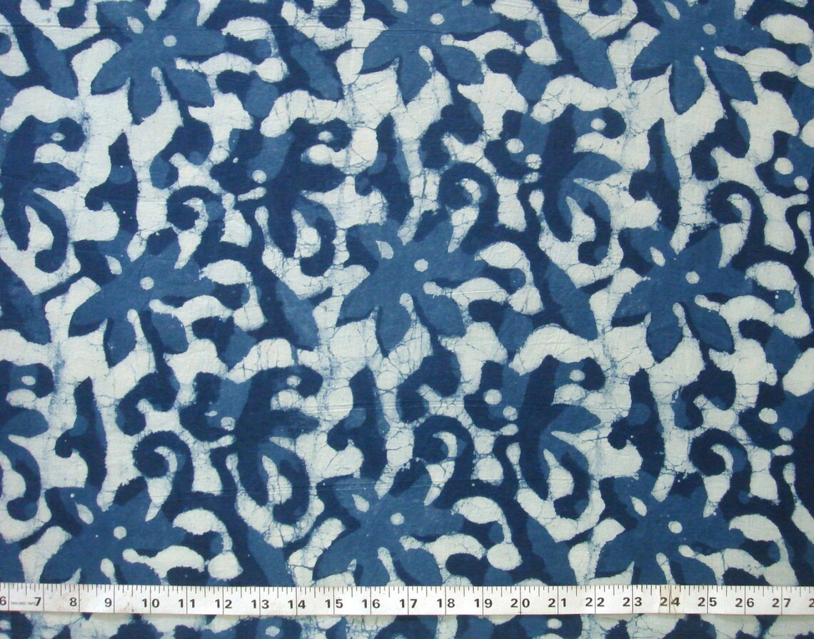 Indigo Print Fabric - Floral Pattern - 1 Yard - Ctjp243 - Etsy