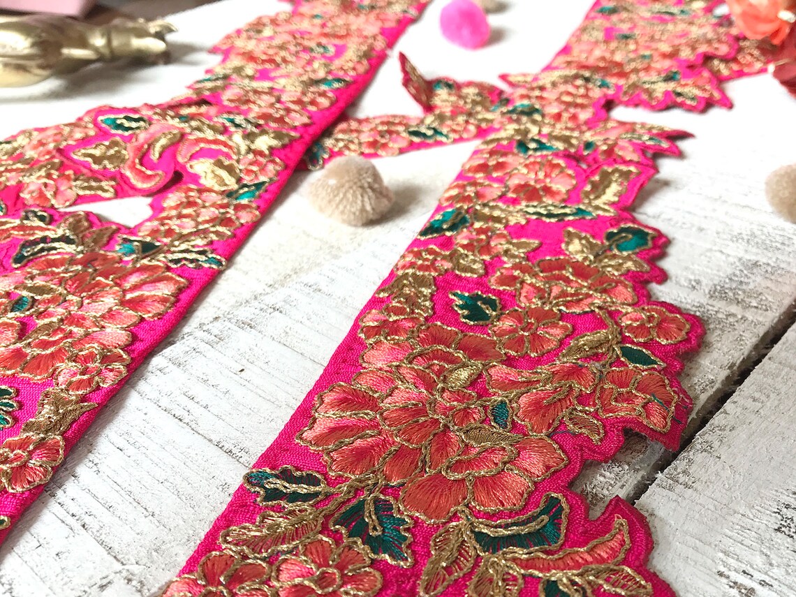 Floral Borders Indian Trims Saree Ribbons Decorative Laces - Etsy