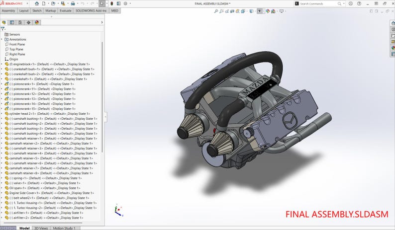 Mazda 3.5L V6 Engine 3D Model – Solidworks, Parametric (digital ...