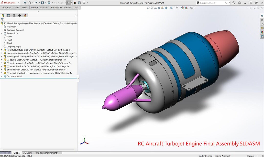 RC Aircraft Turbojet Engine 3D Model | Editable Solidworks, STEP ...