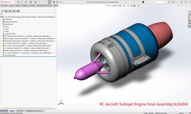 RC Aircraft Turbojet Engine 3D Model | Editable Solidworks, STEP ...