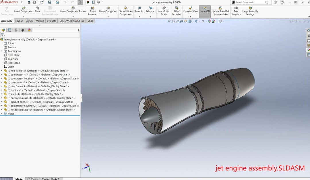 Axial Jet Engine Assembly 3D Model – Solidworks 2024 (SLDASM + SLDPRT ...