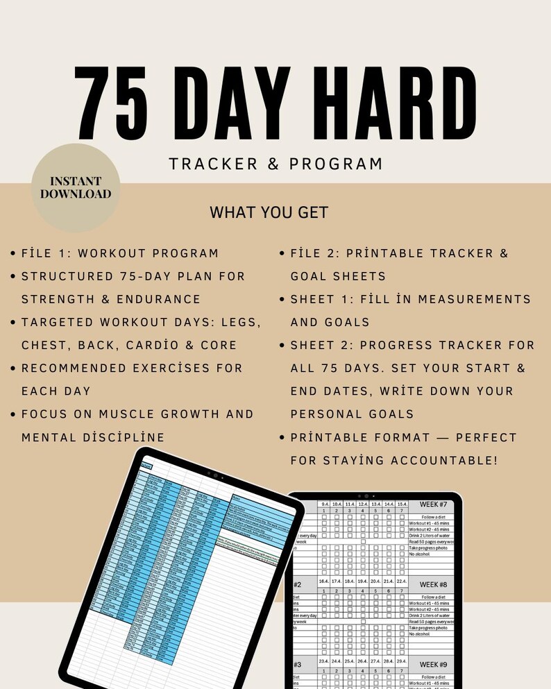 75 Hard Challenge – Full Body Hypertrophy Workout Plan (digital Download) - Etsy