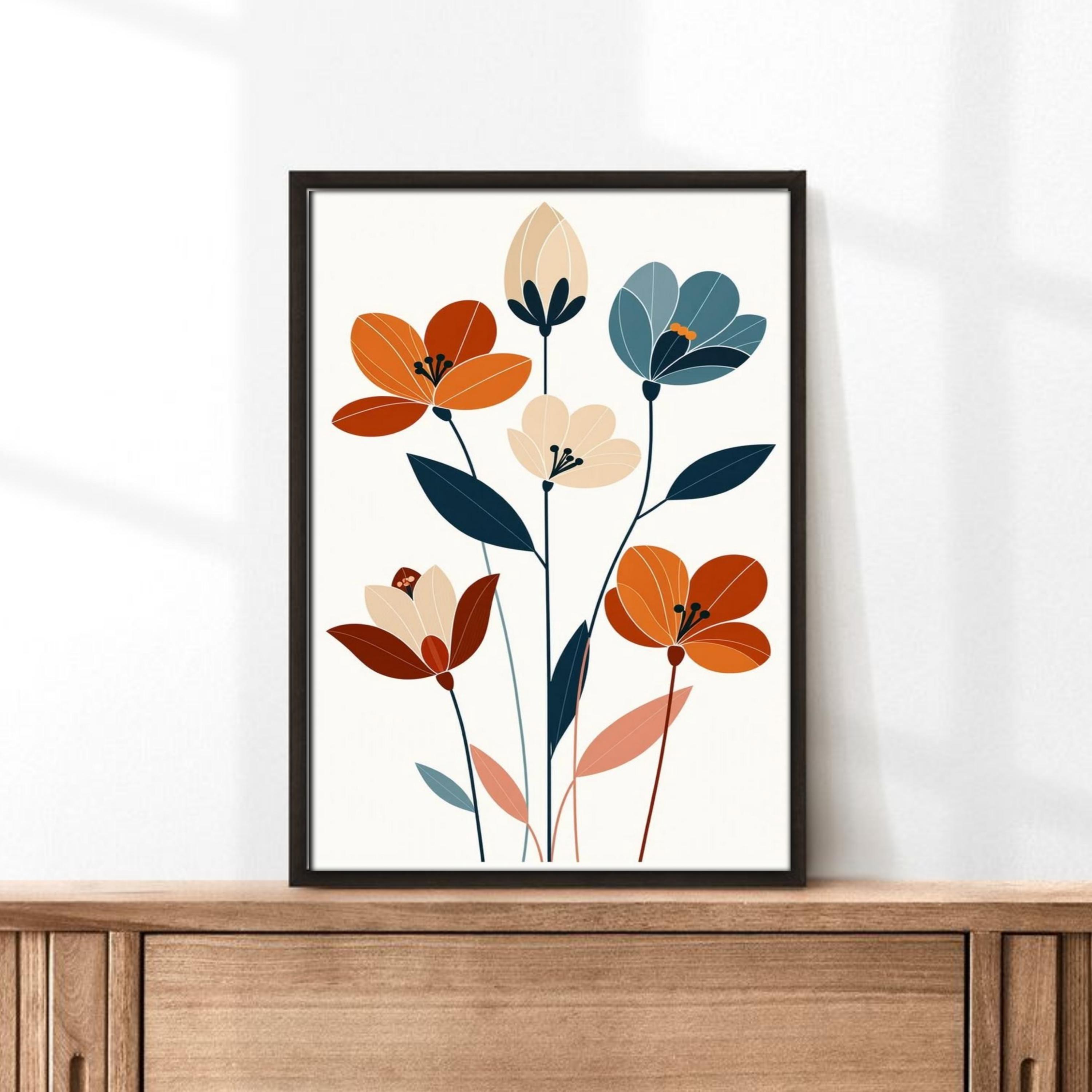 Minimalist Floral Wall Art Print | Modern Botanical Digital Download ...
