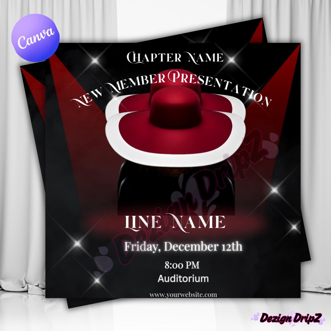 Sorority Probate Flyer Template | Red & White Sorority Event Program - Etsy