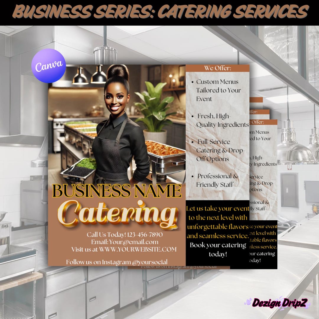 Editable Catering Flyer Template: Restaurant Event, Food Service (canva ...