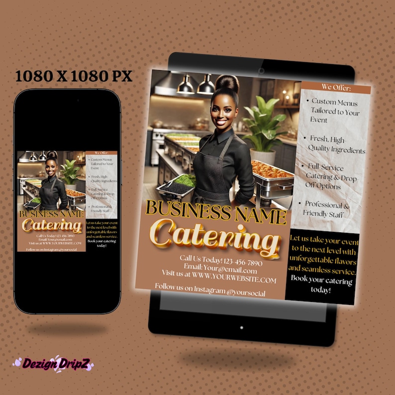 Editable Catering Flyer Template: Restaurant Event, Food Service (canva ...