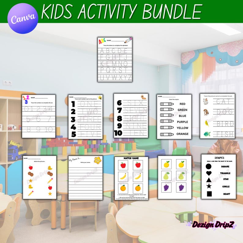 Kids Learning Activity Pages Template | Educational Printable ...