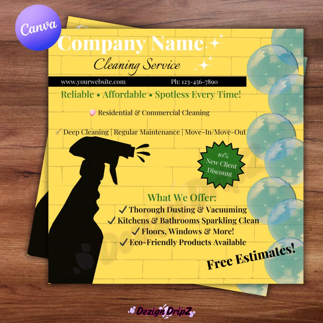 Editable Home Cleaning Flyer Template: Maid Service Canva Ad (digital ...