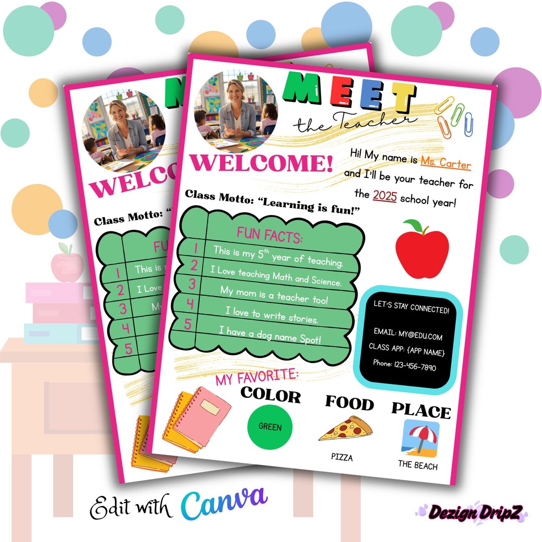 Meet the Teacher Template | Editable Canva Back to School Form ...