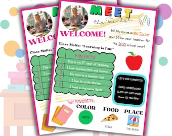 Cute Meet the Teacher Canva Template | Editable Teacher Introduction ...