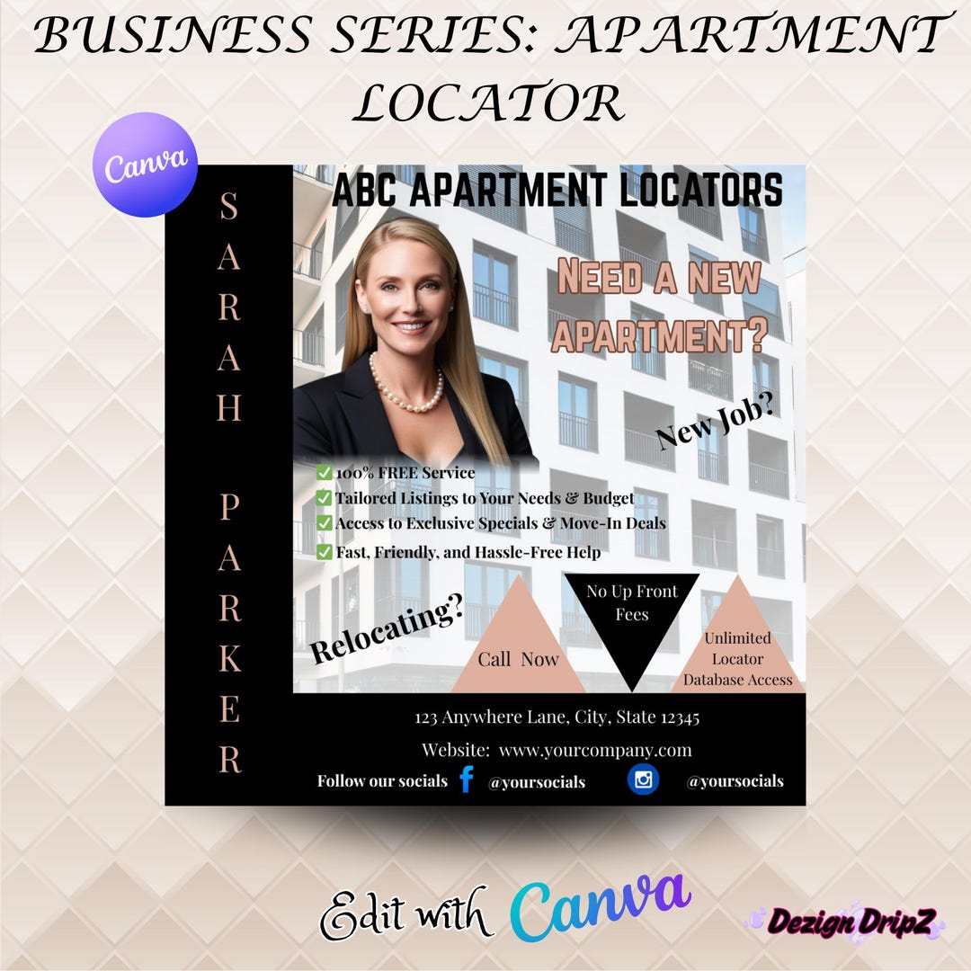 Apartment Locator Flyer Template | Real Estate Marketing Canva Editable ...