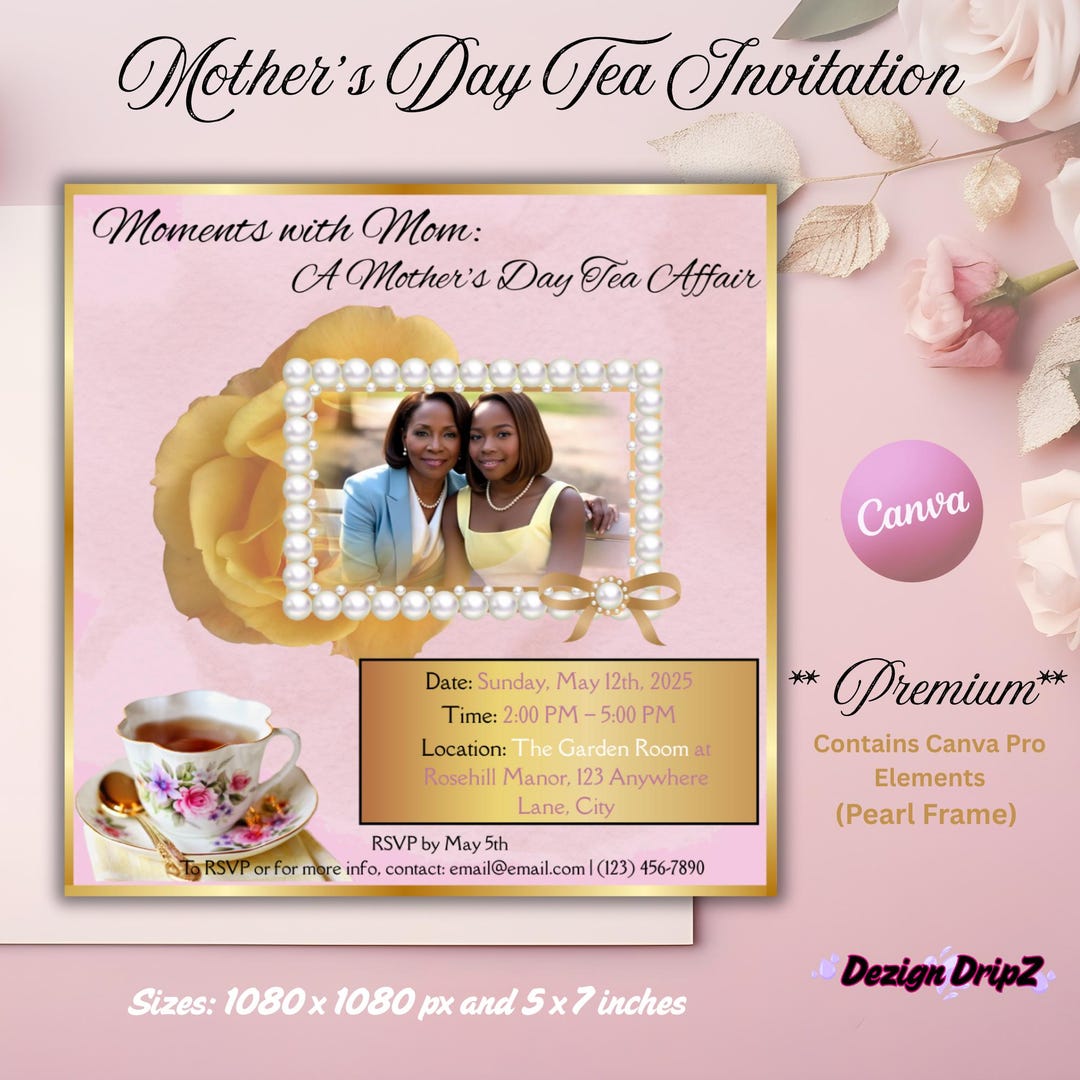 Mother’s Day Tea Invitation | Tea Party Invite Template | Editable ...