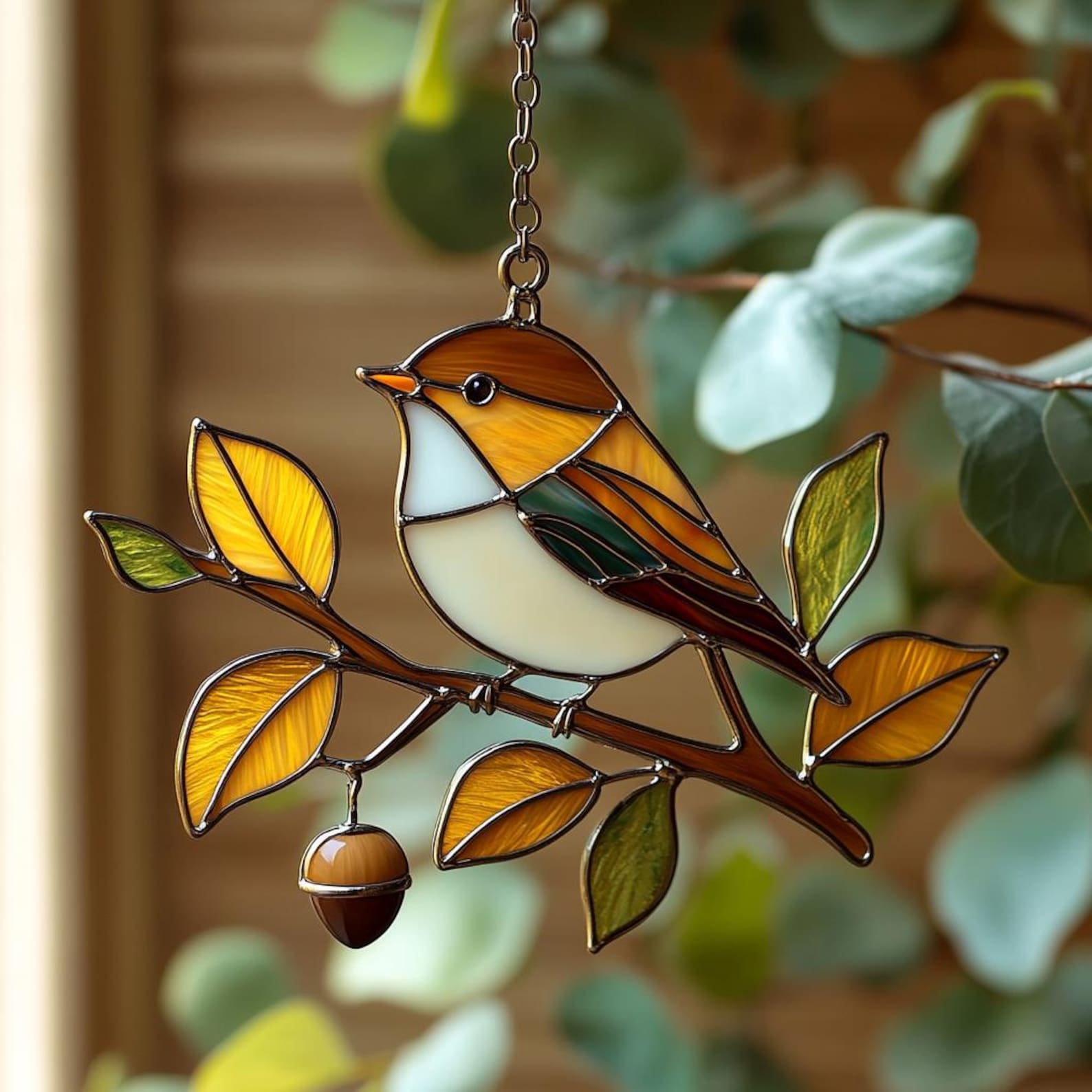 Stained Glass Robin Suncatcher – Handmade Bird Window Hanging - Etsy