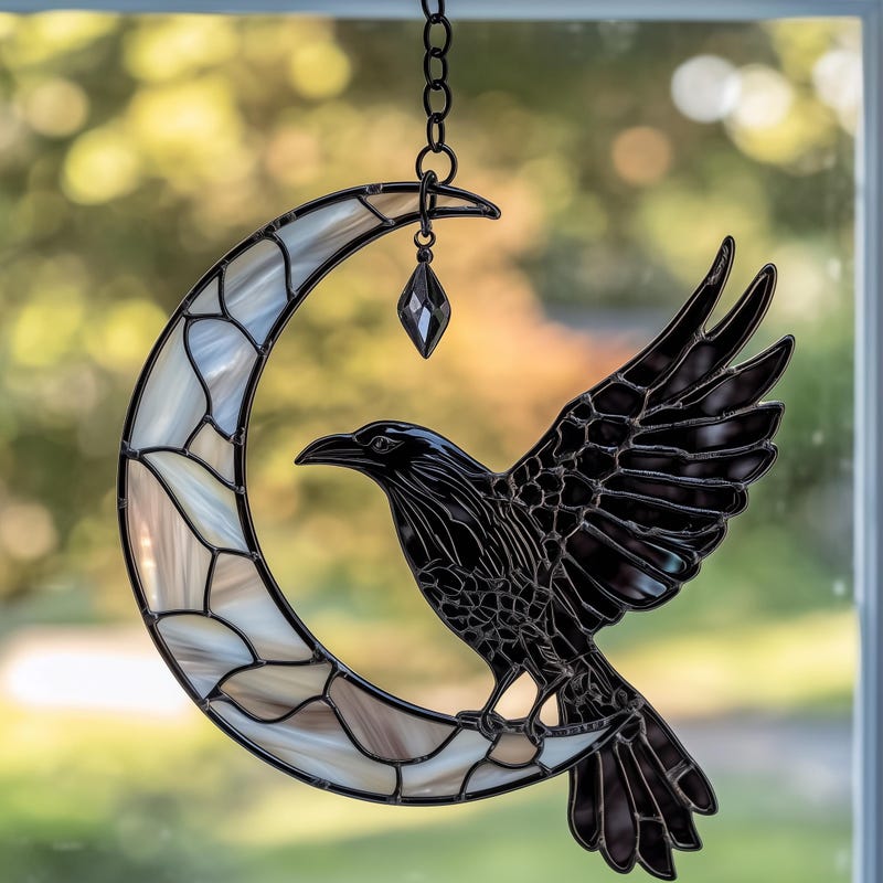 Stained Glass Raven - Etsy