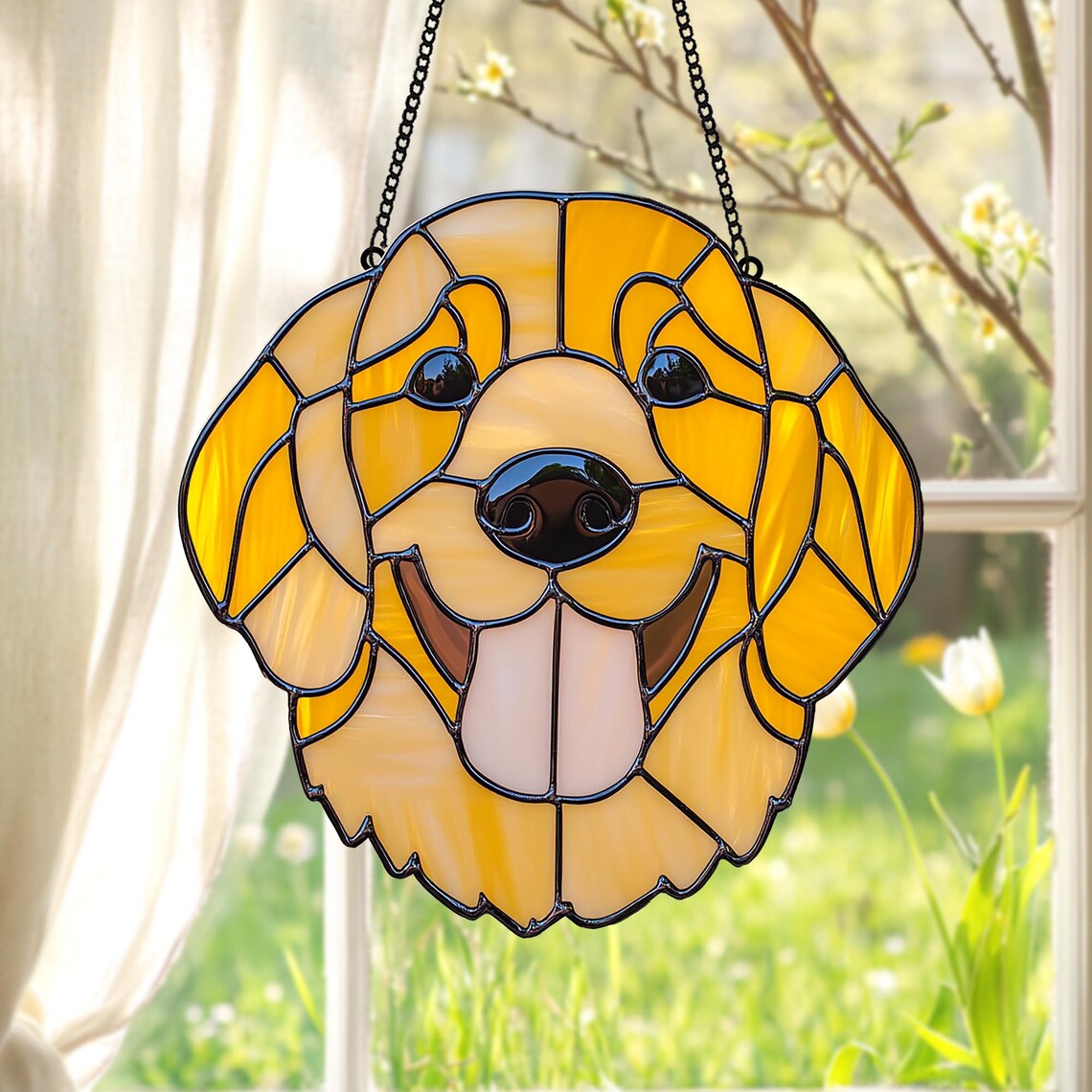 Custom Golden Retriever Stained Glass Suncatcher – Handmade Dog Decor ...