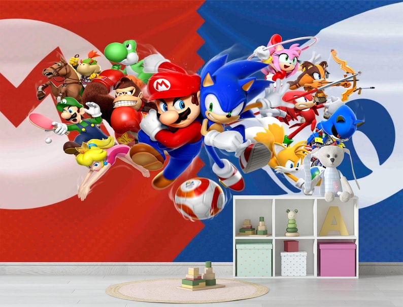 Mario and Sonic Sports Poster | Retro Gaming Wall Decor | Kids Room ...