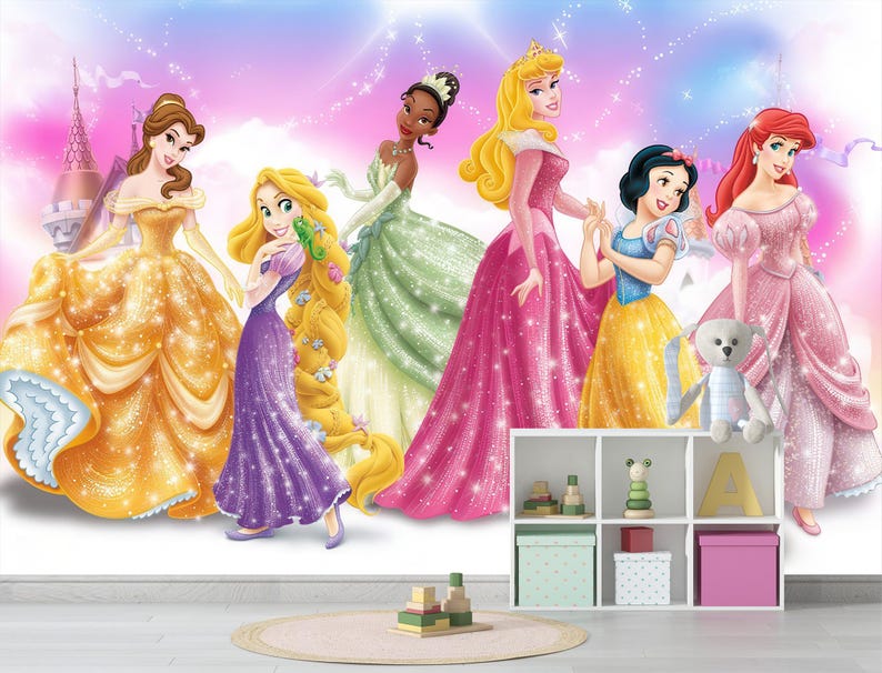 Princess Wall Mural | Fairy Tale Girls Room Wallpaper | Magical Castle ...