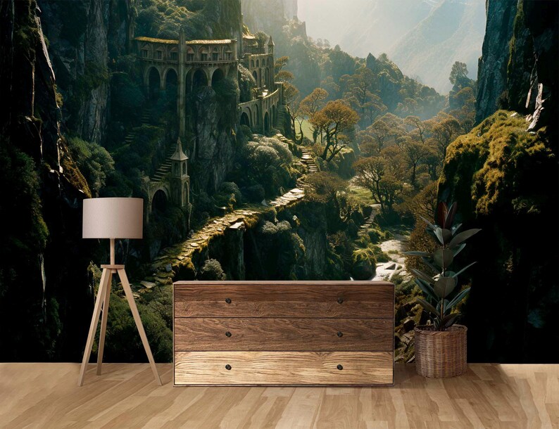 Fantasy Castle Wallpaper | Mystical Forest Peel and Stick Decor - Etsy