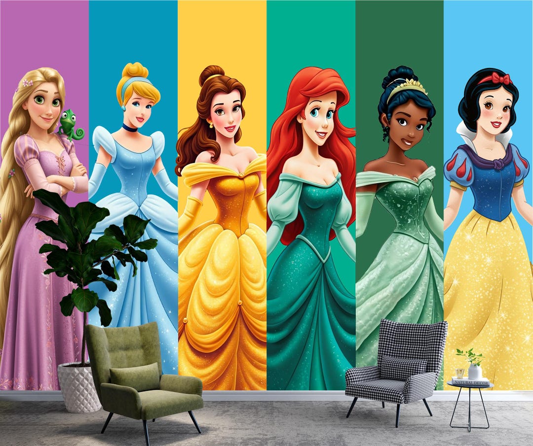 Disney Princess Wallpaper, Princess Wall Mural, Nursery Decor, Children ...