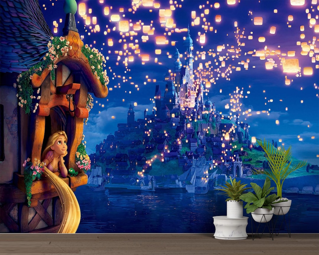 Rapunzel Lantern Scene, Disney Fairytale, Peel and Stick Wallpaper - Etsy