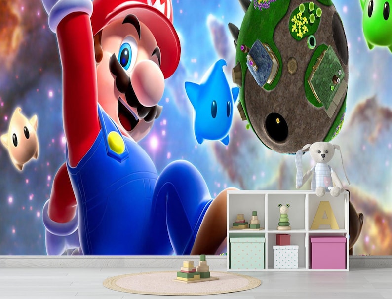 Super Mario Galaxy Wallpaper: Gamer Room Decor, Peel and Stick Non ...