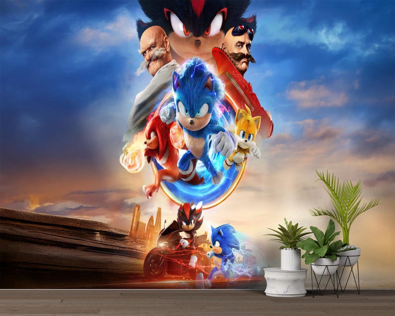 Sonic Movie Wall Mural: Kids Room Decor, Peel and Stick - Etsy
