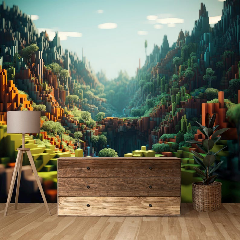 Minecraft Wallpaper,minecraft Playroom Paper,self-adhesive,peel and ...