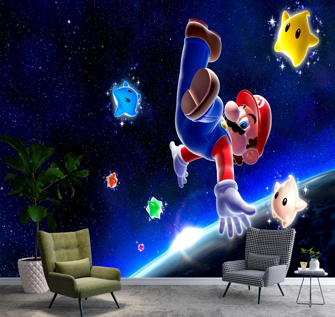 Super Mario Wall Mural: Peel and Stick Nursery Wallpaper - Etsy