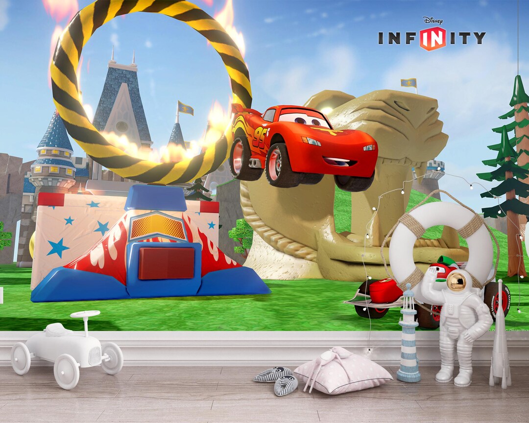 Lightning Mcqueen Cars Movie Peel and Stick Wallpaper, Kids Room Decor ...