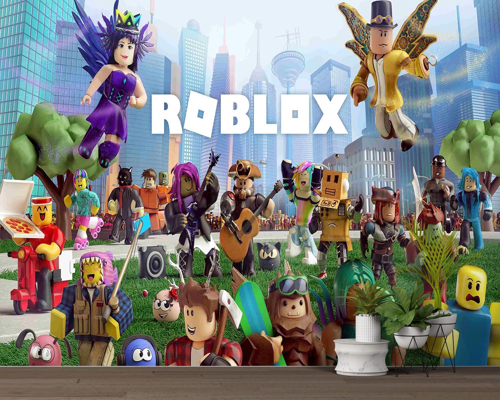 Roblox Inspired Colorful Kids Room Wall Mural - Etsy