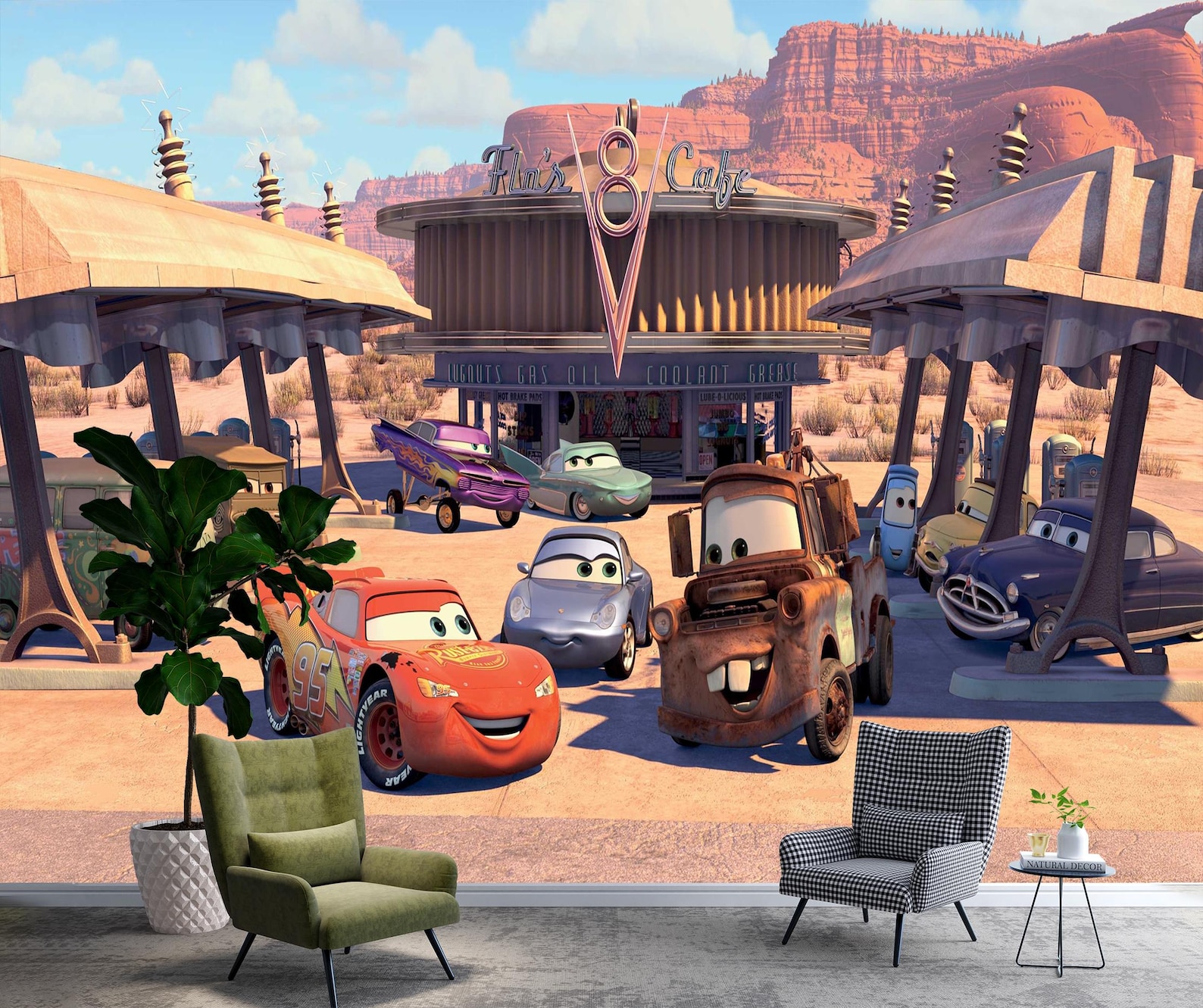 Mcquenn Cars Movie Wall Art Mural – Radiator Springs Animated Decor ...