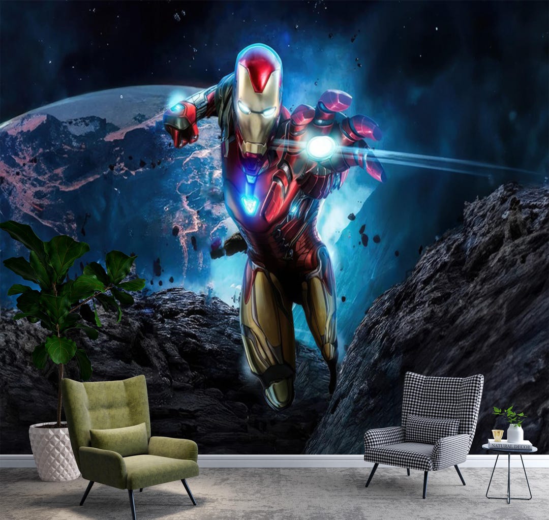 Iron Man Peel and Stick Wallpaper: Kid's Room Superhero Mural - Etsy UK