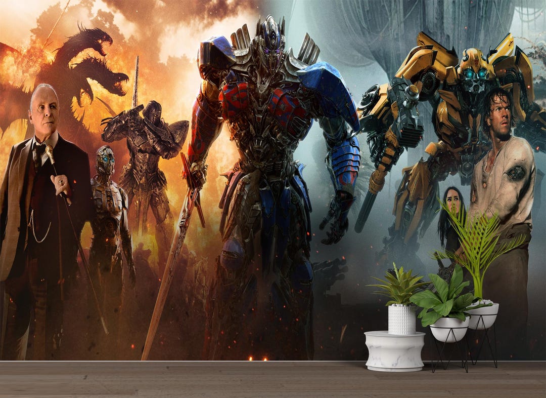 Transformers Optimus Prime & Bumblebee Wall Mural | Sci-fi Room Decor ...
